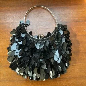 Vintage | Bags | Vintage 6s Black Sequin Evening Bag Mod Statement ...